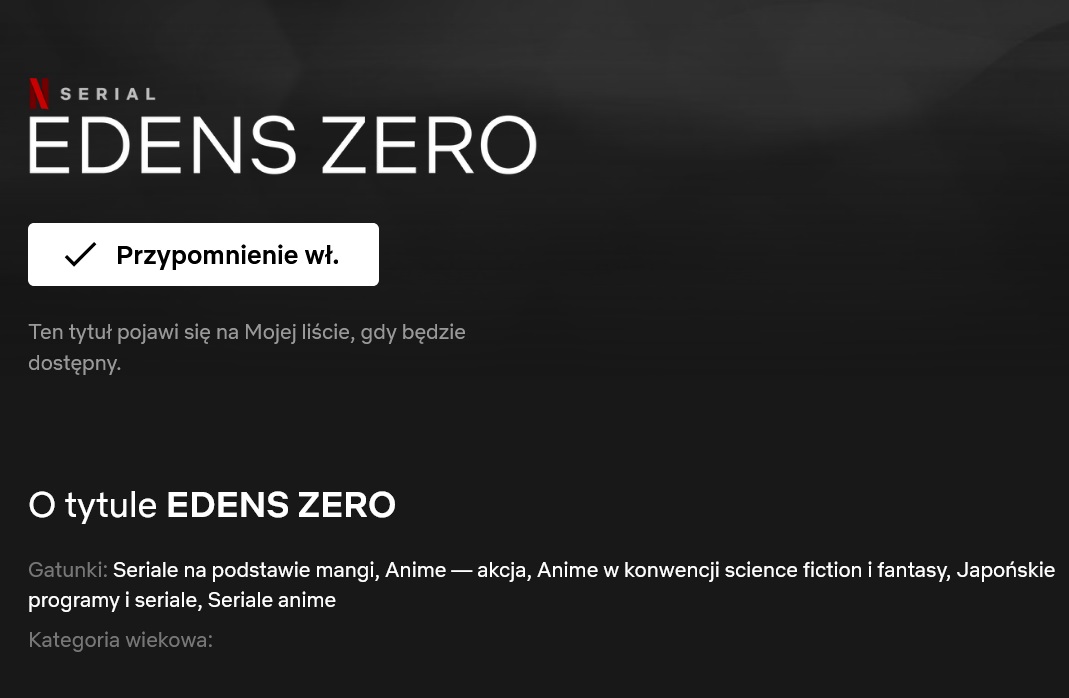 Przybliżona data premiery "Edens Zero” na Netflixie